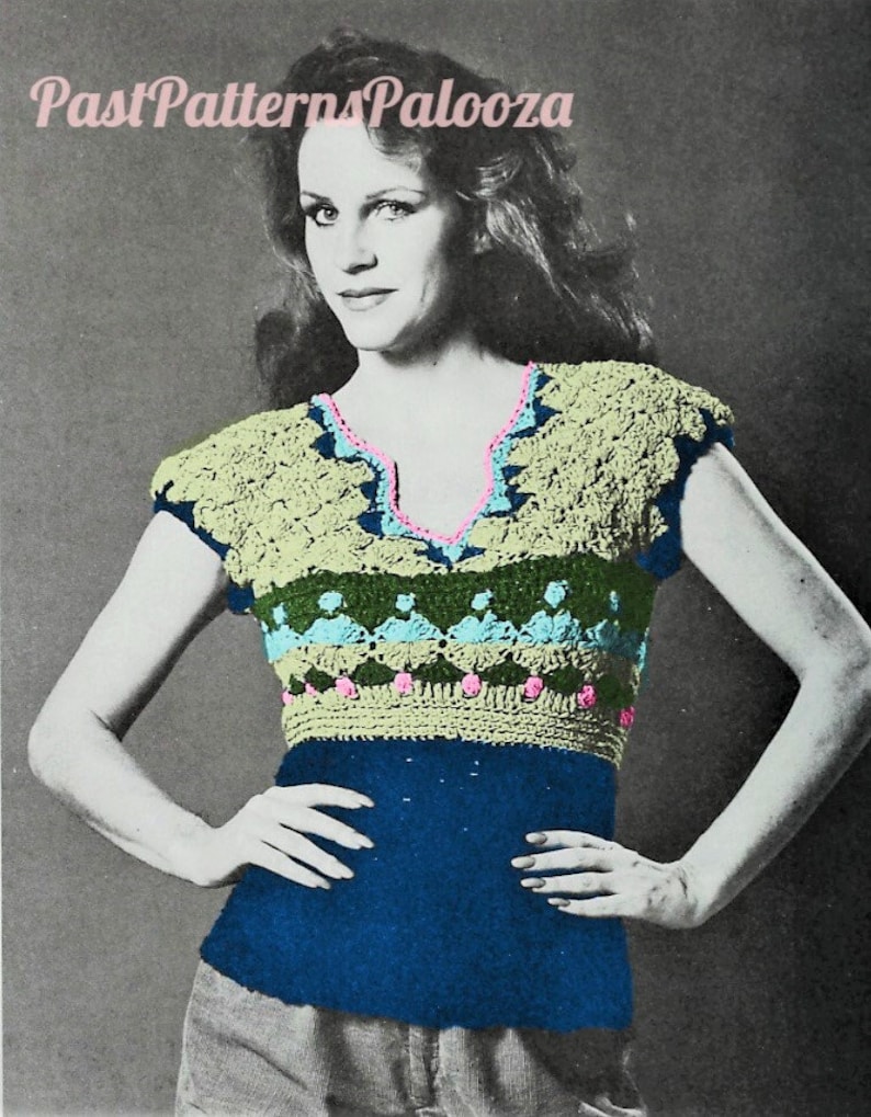 Vintage Crochet Pattern Womens Pretty Torso Hugger Cap Sleeved - Etsy