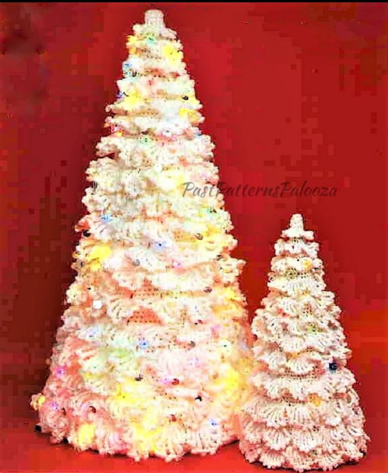 Vintage Crochet Pattern Large Snowy White Christmas Trees in - Etsy