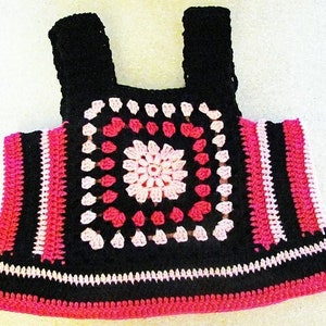 Vintage Crochet Pattern Womens Postage Stamp Vest Granny Square Rib ...