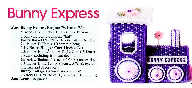 Vintage Plastic Canvas Pattern Easter Bunny Express Train PDF Instant ...