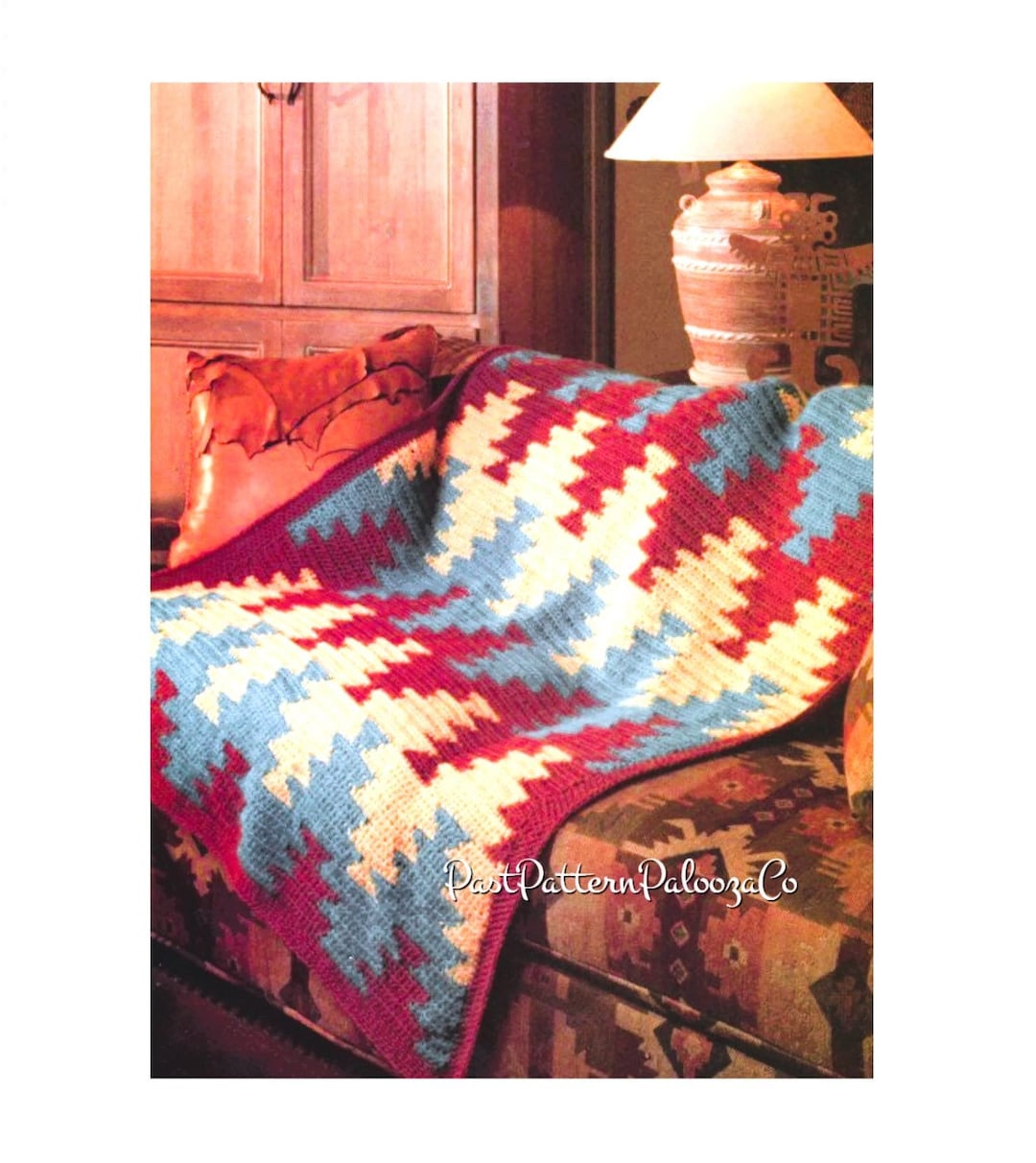 Vintage Crochet Afghan Pattern Santa Fe Navajo Indian Blanket PDF ...