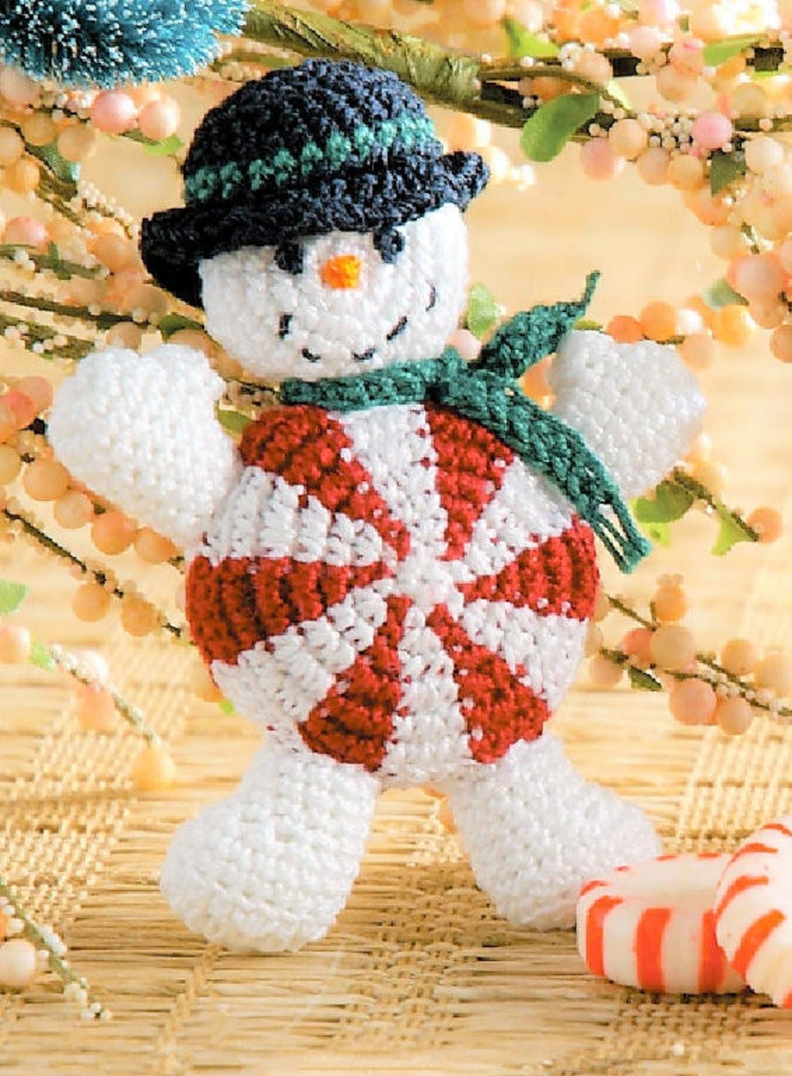 Vintage Crochet Pattern 4" Christmas Peppermint People Candy ...