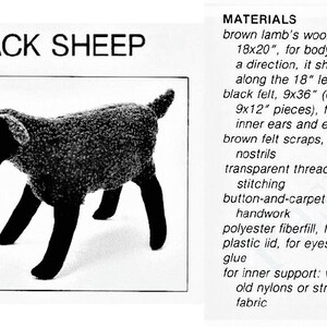 Vintage Sewing Pattern 18" Plush Brown Black Sheep Wool Fur Fabric Soft ...