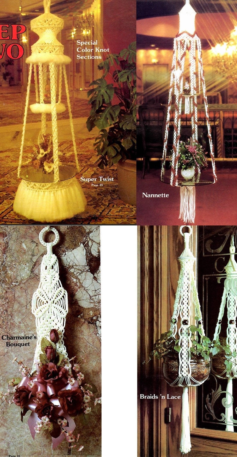 Vintage Macrame Patterns Step Two All Hangings Boho Home Decor PDF ...