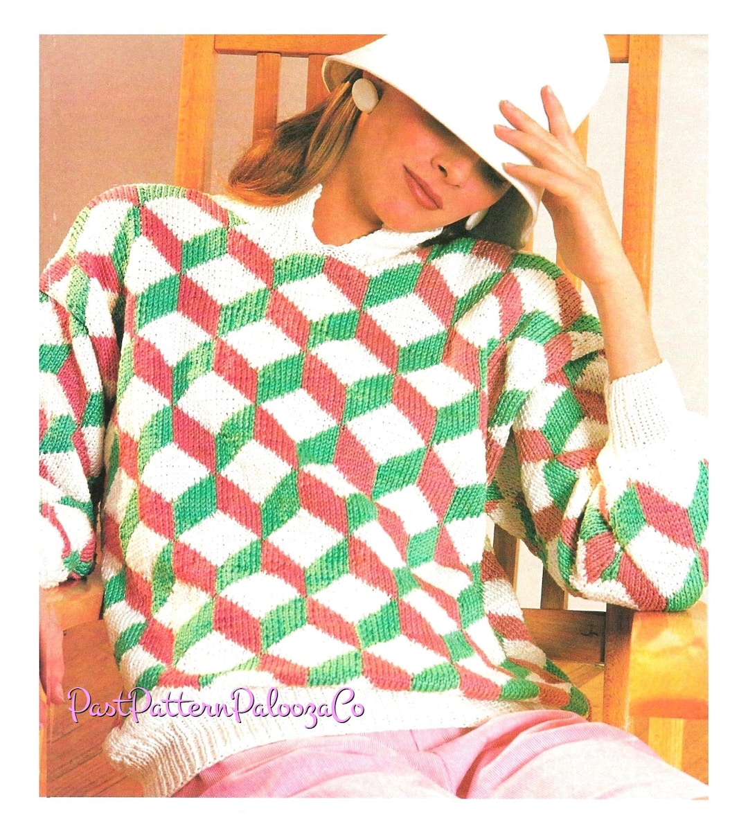 Vintage Knitting Pattern Womens Baby Building Blocks Sweater Retro ...