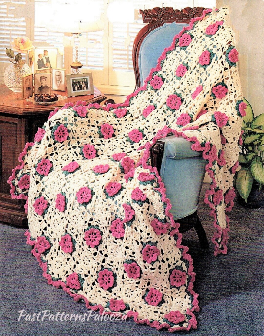 Vintage Crochet Pattern Victorian Ruffles and Roses Afghan PDF Instant ...