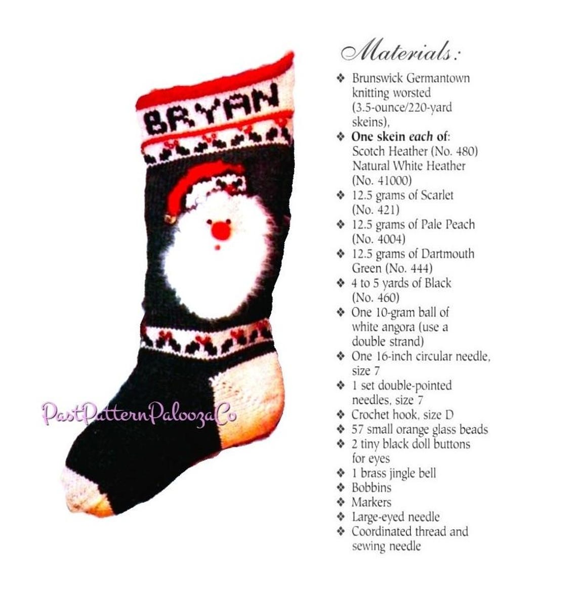 Vintage 19" Santa Face Christmas Stocking Knitting Pattern PDF Instant ...