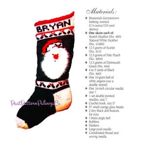 Vintage 19" Santa Face Christmas Stocking Knitting Pattern PDF Instant ...