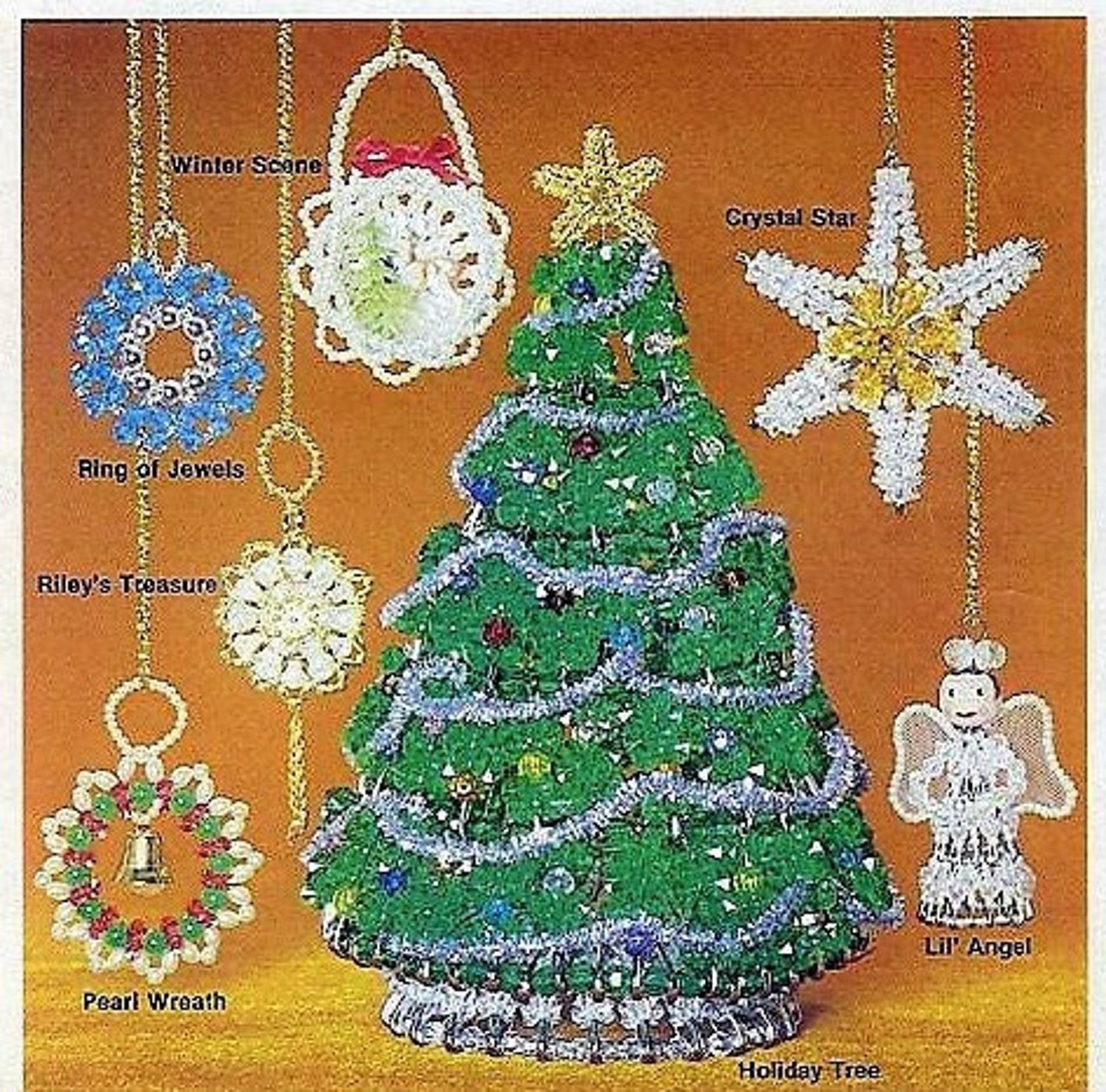 Vintage Christmas Beading Patterns Hanging Bead Ornaments Characters ...