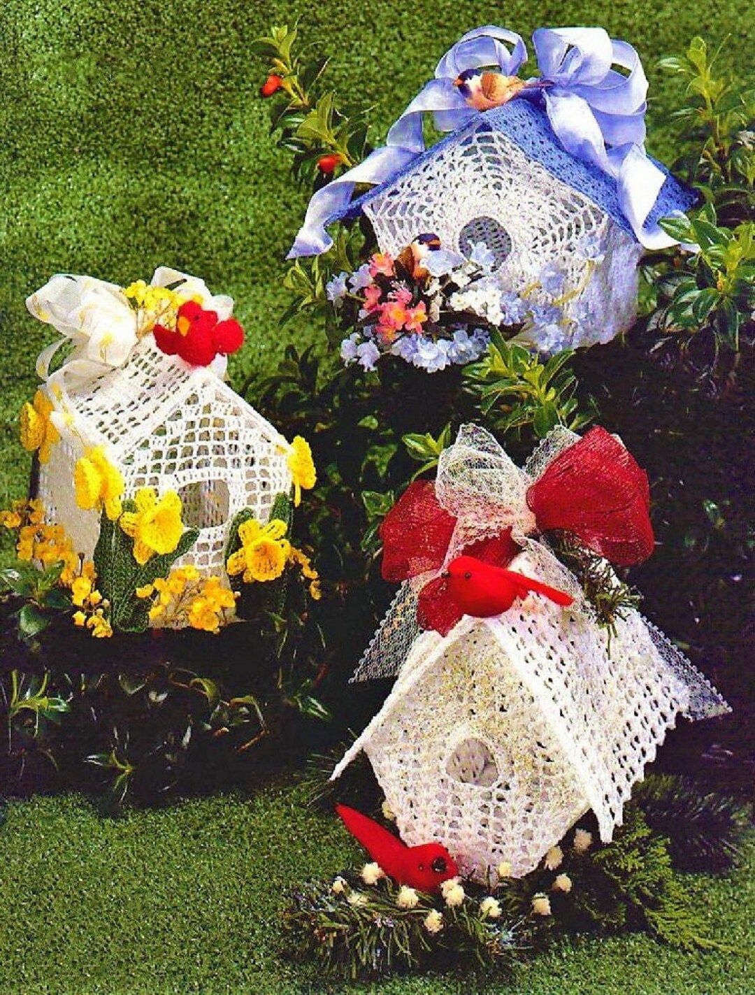 Vintage Thread Crochet Pattern Decorative Lace Birdhouses PDF Instant ...