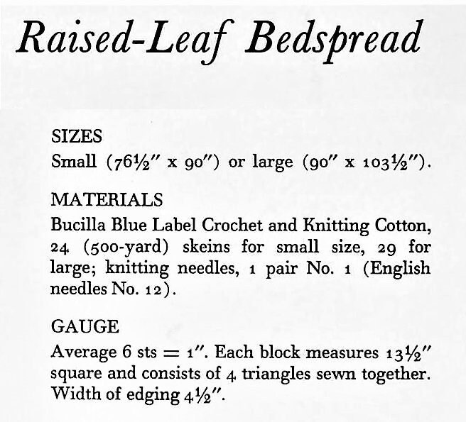 Vintage Knitting Pattern Raised Leaf Counterpane Bedspread PDF - Etsy