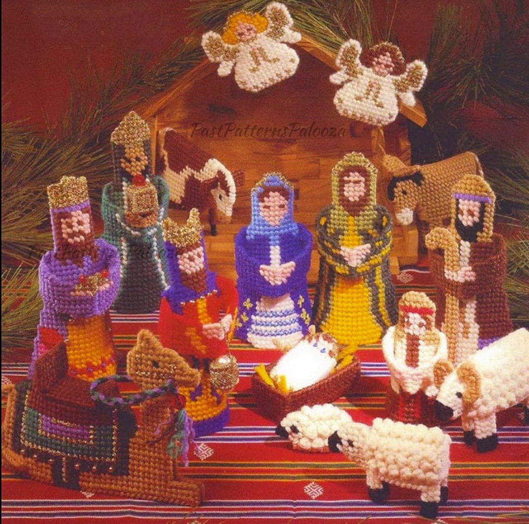 Vintage Plastic Canvas Patterns Christmas Nativity Set Figures Animals PDF Instant Digital ...