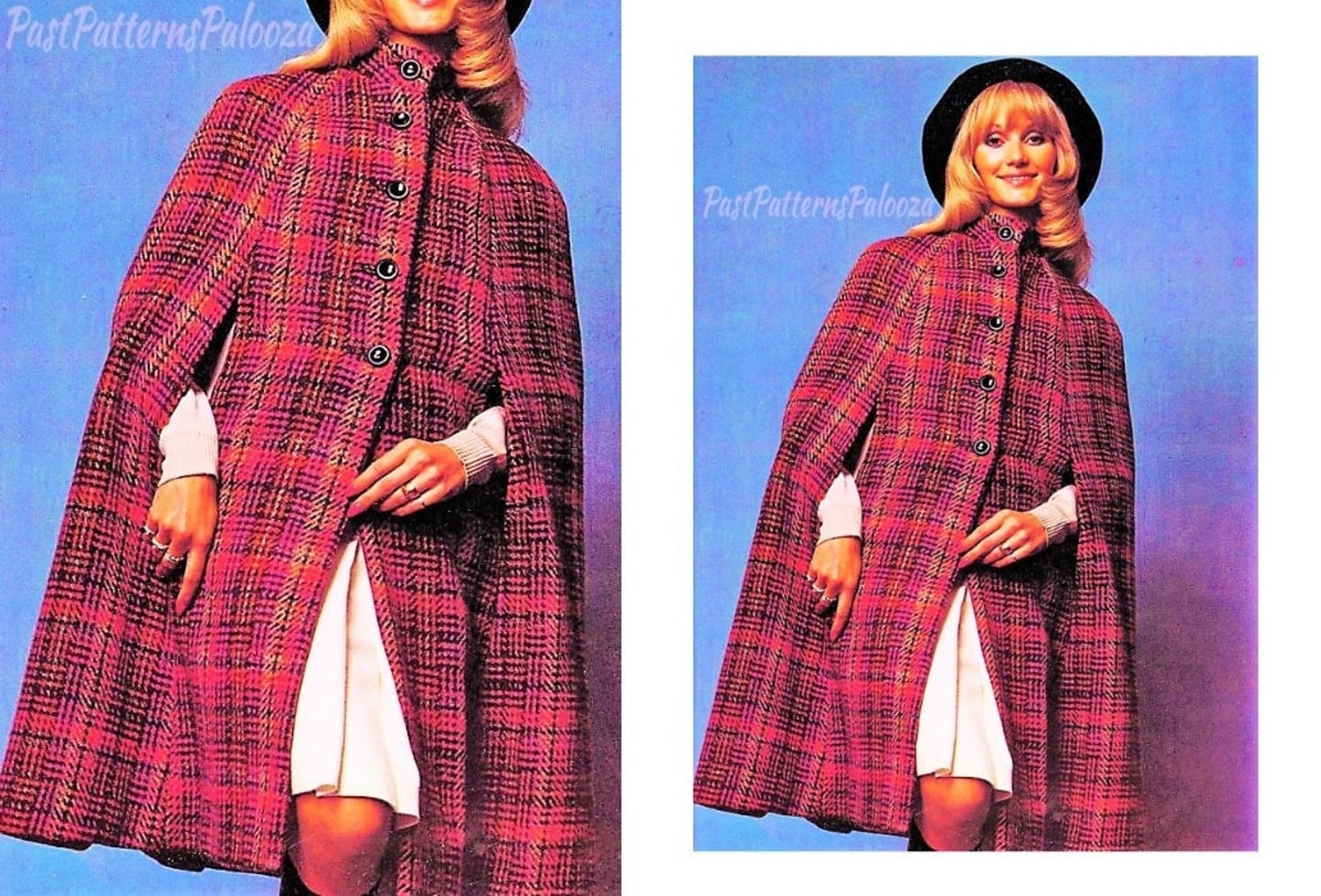 Vintage Sewing Pattern Womens Wool Tweed Cape Coat PDF Instant Digital ...