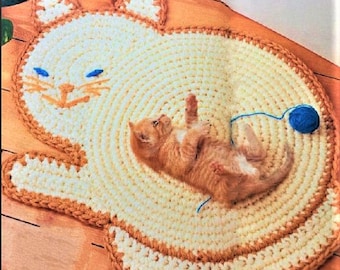 INSTANT DOWNLOAD PDF Vintage Crochet Pattern Cat Rug Mat Pet Bed Kitten ...