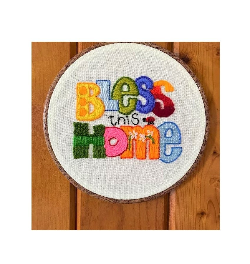 PDF Vintage Crewel Embroidery Bless This Home Pattern Retro 1970s ...