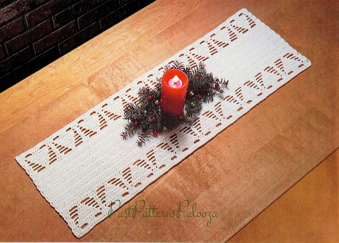 Vintage Crochet Pattern Christmas Tree Table Runner Centerpiece PDF ...