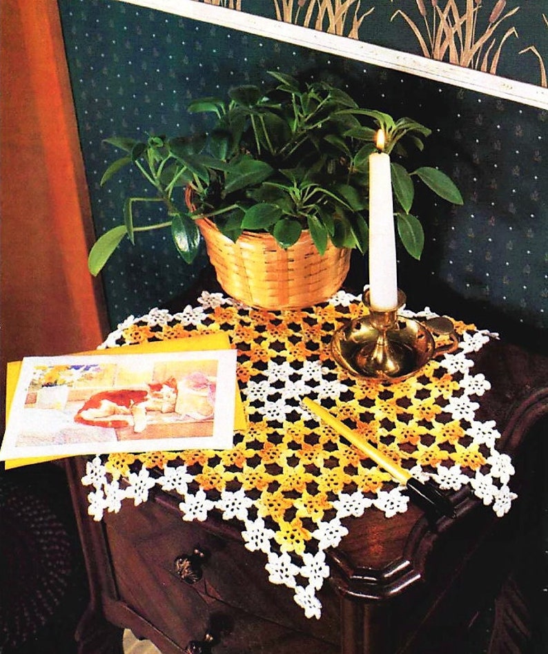 Vintage Crochet Pattern 18" Large Flower Star Doily PDF Instant Digital ...