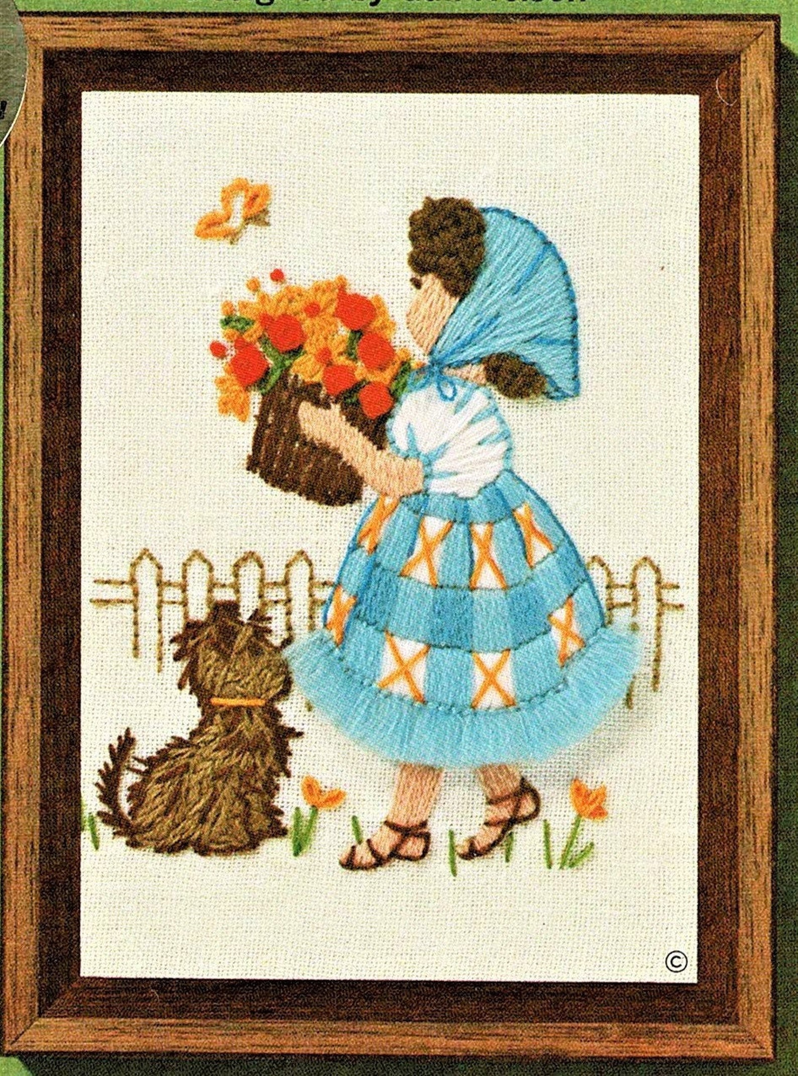 Vintage Crewel Embroidery Patterns Cute Kitsch Girls Old Fashioned ...