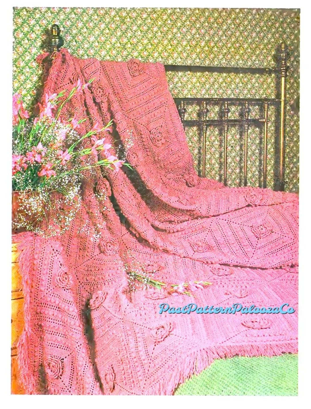 Vintage Crochet Pattern A Bed of Roses Bedspread Afghan PDF Instant ...