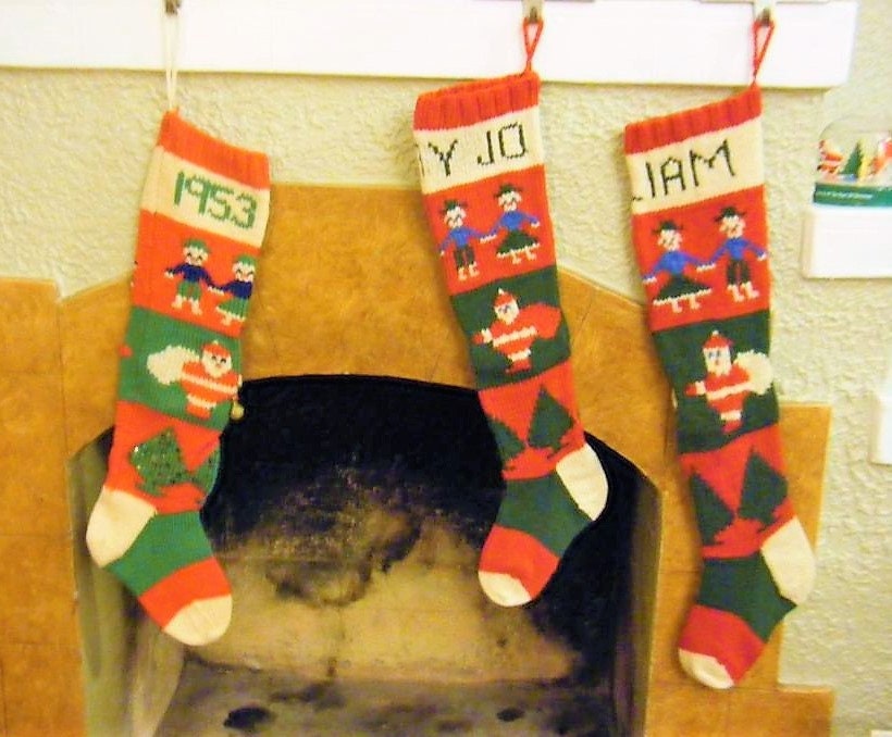 Vintage Christmas Stocking Knitting Pattern Retro Personalized 1940s ...