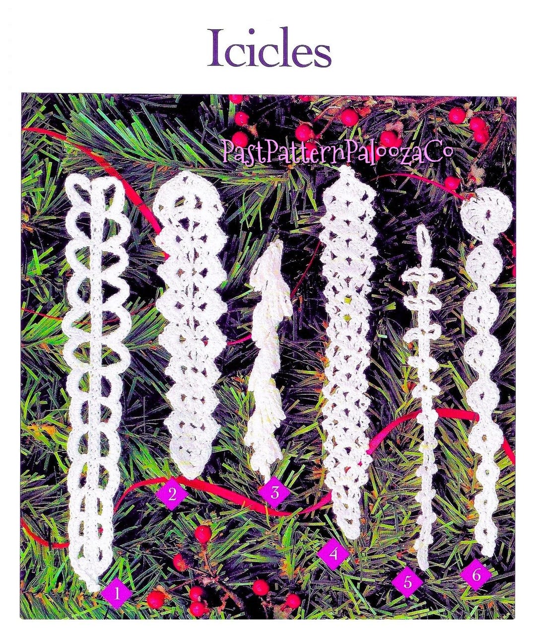 Vintage Christmas Crochet Pattern Lacy Icicle Ornaments Hanging Tree ...