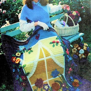 Vintage Crochet Pattern Beautiful Flower Window Box Afghan PDF Instant ...