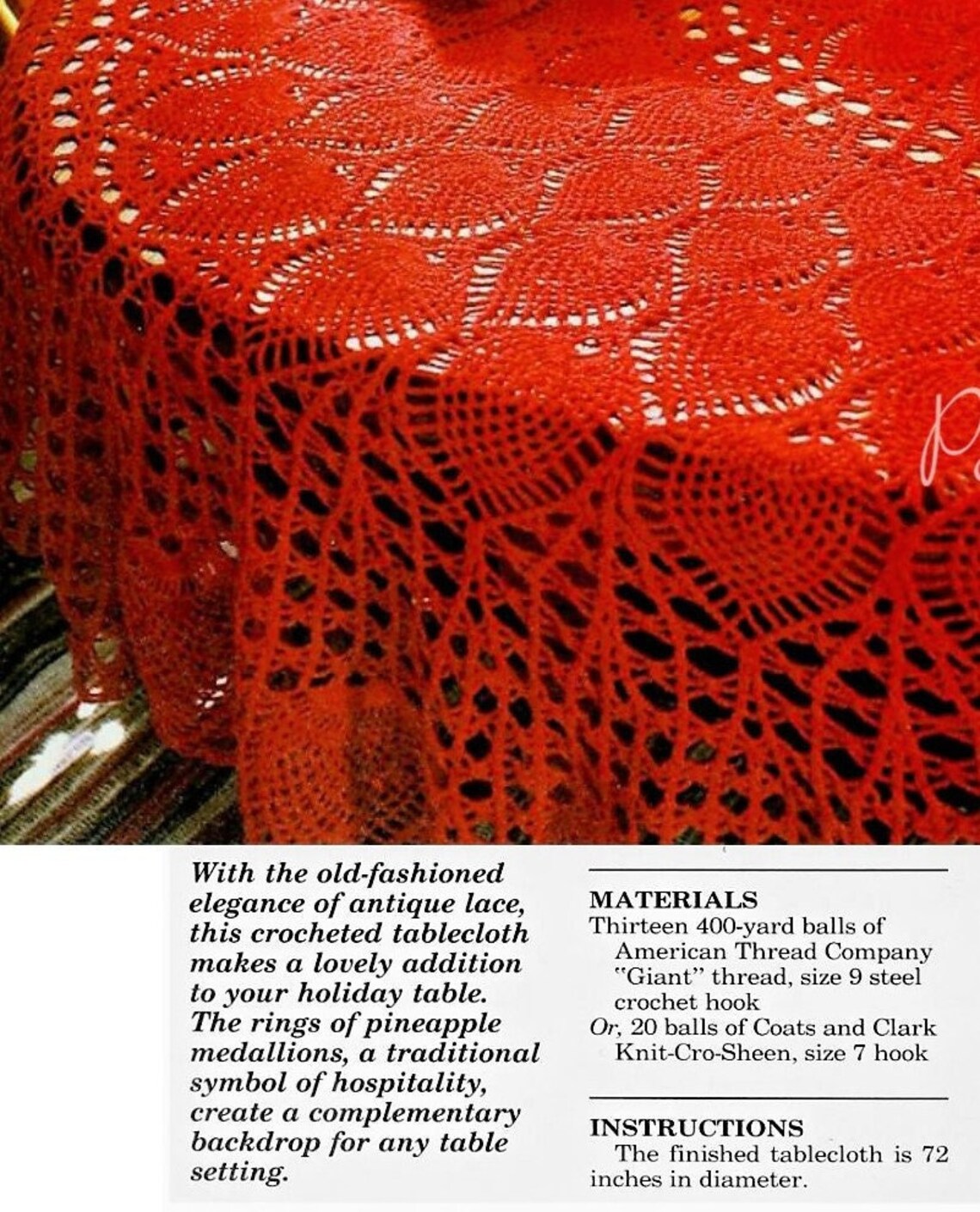 Vintage Thread Crochet Pattern Antique Lace Pineapple - Etsy