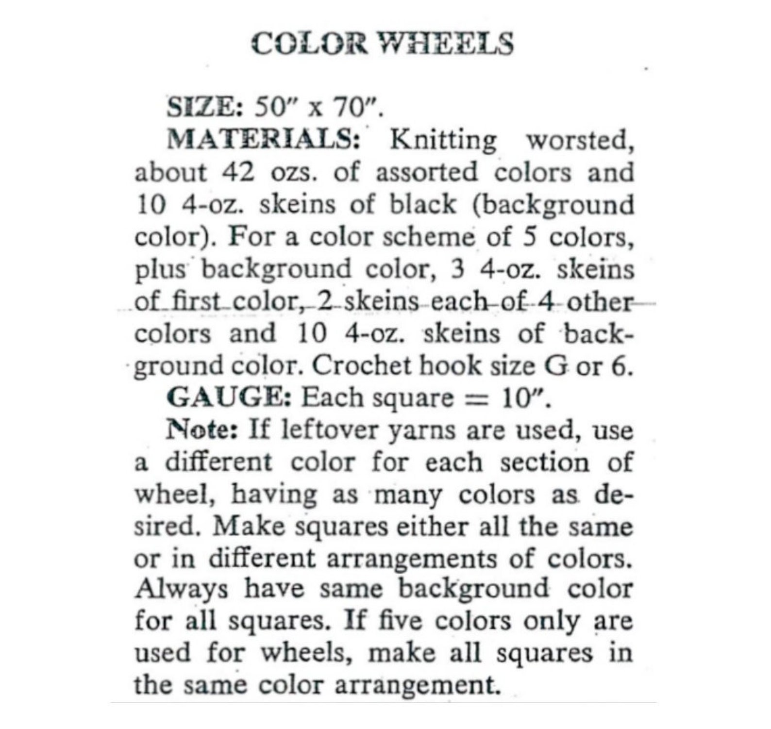 Vintage Crochet Pattern Rainbow Wheels Granny Square Afghan Dresden ...