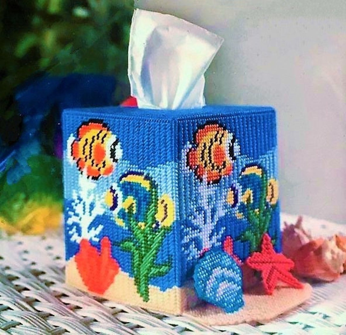 Vintage Plastic Canvas Pattern Tropical Fish Tissue Box Cover PDF ...