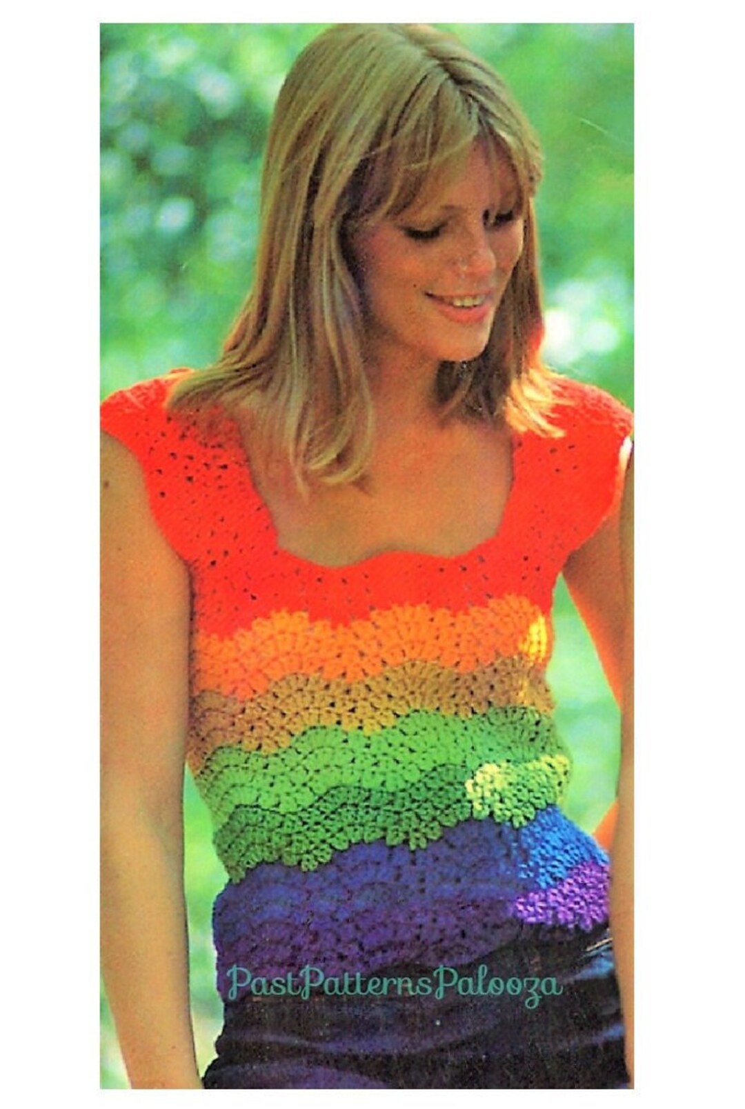 Vintage Crochet Pattern Womens Rainbow Top PDF Instant Digital Download ...