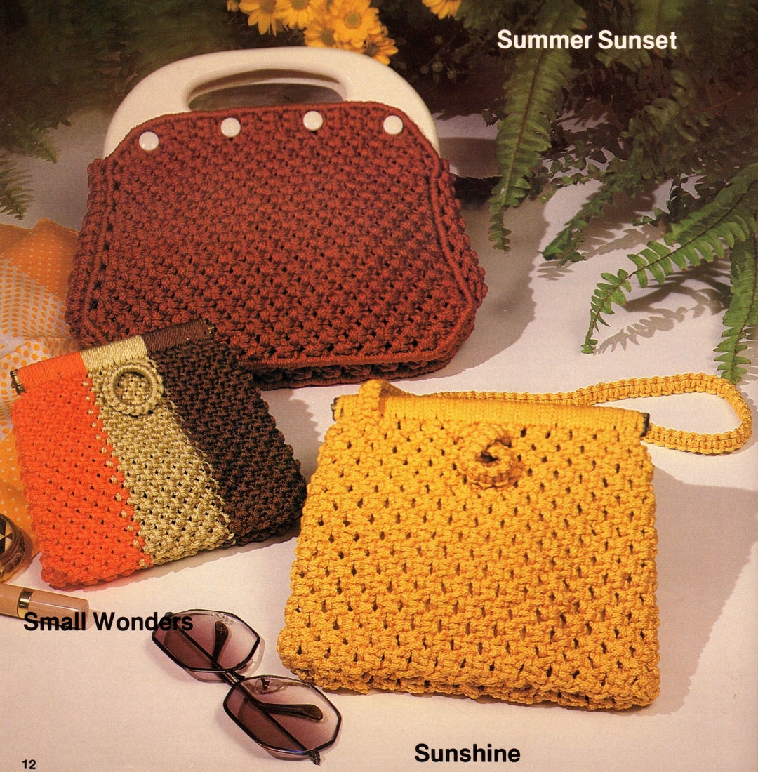 Vintage Macrame Purses Patterns Purses A La Macramé Book 1970s 16 Bags ...