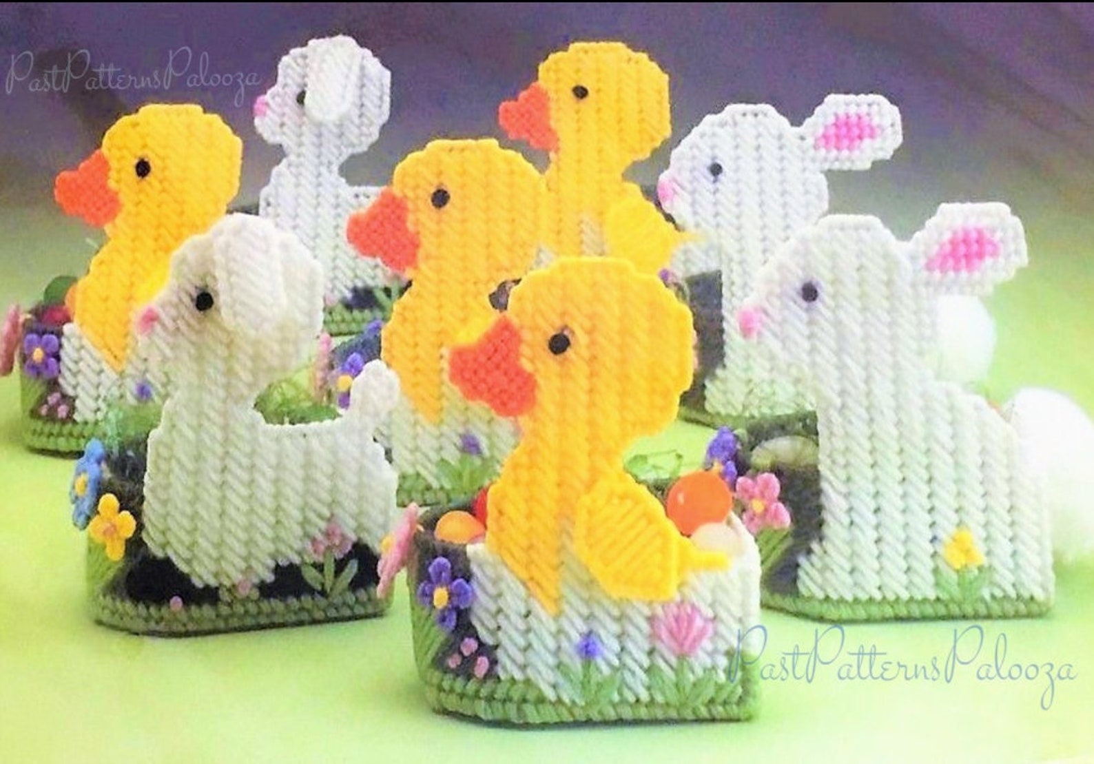 Vintage Plastic Canvas Pattern 4 Spring Bunnies Lambs - Etsy