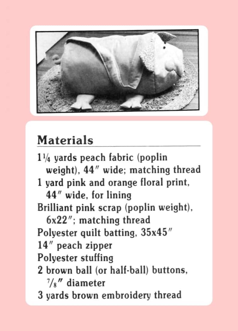 Vintage Sewing Pattern Cute Pig Laundry Bag Animal Tote Carry-all PDF ...