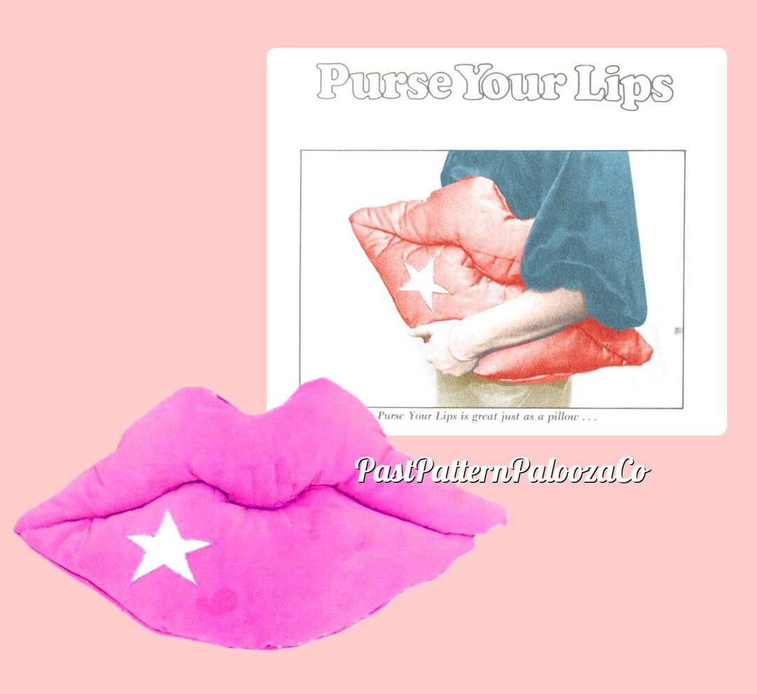 Vintage Sewing Pattern 28" Fabric Lips Purse OR Throw Pillow PDF ...