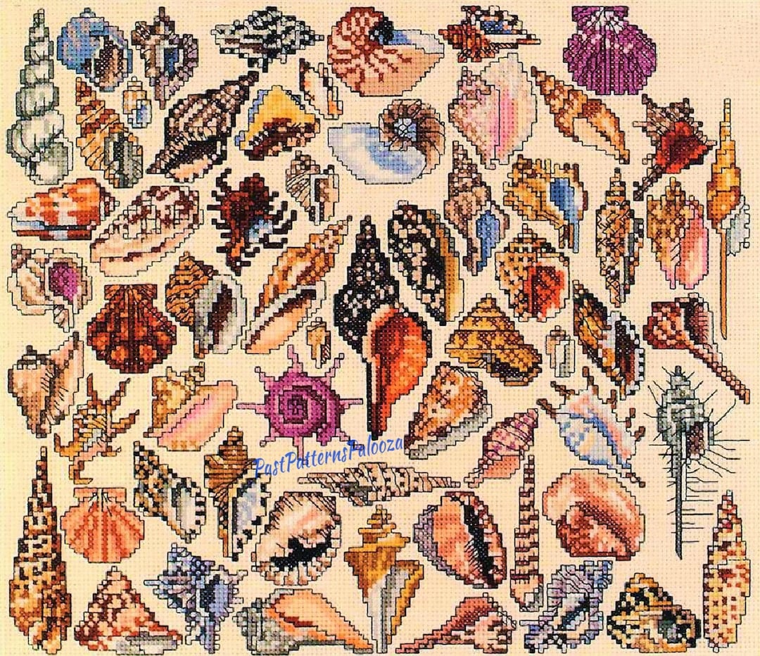 Vintage Cross Stitch Patterns Mini Sea Shells Motifs PDF Instant ...