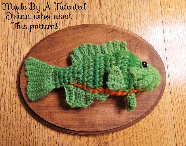 Vintage Crochet Pattern 9" Bass Fish Taxidermy Mounted Fish Trophy PDF ...