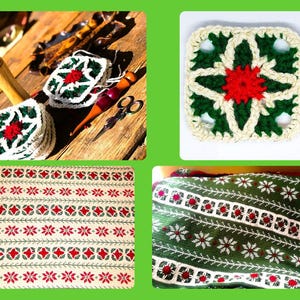 Vintage Crochet Pattern Granny Square Alpine Poinsettia Afghan PDF ...