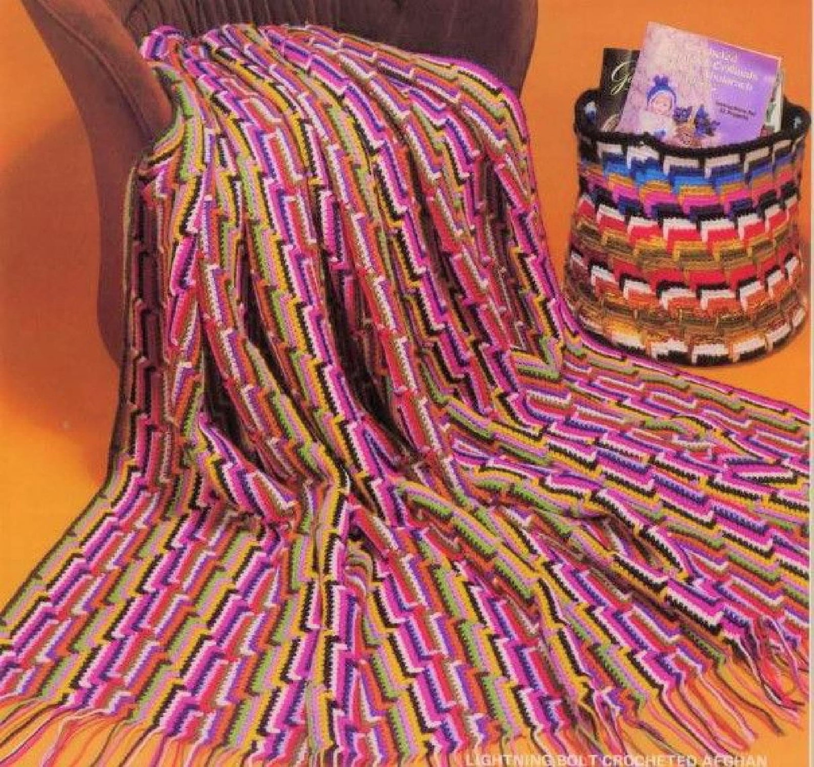 Vintage Crochet Pattern Lightning Bolt Zig Zag Afghan and Tote - Etsy