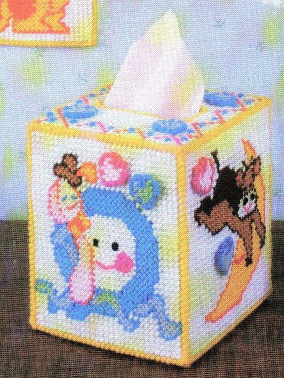 Vintage Plastic Canvas Tissue Box Cover Pattern Hey Diddle - Etsy