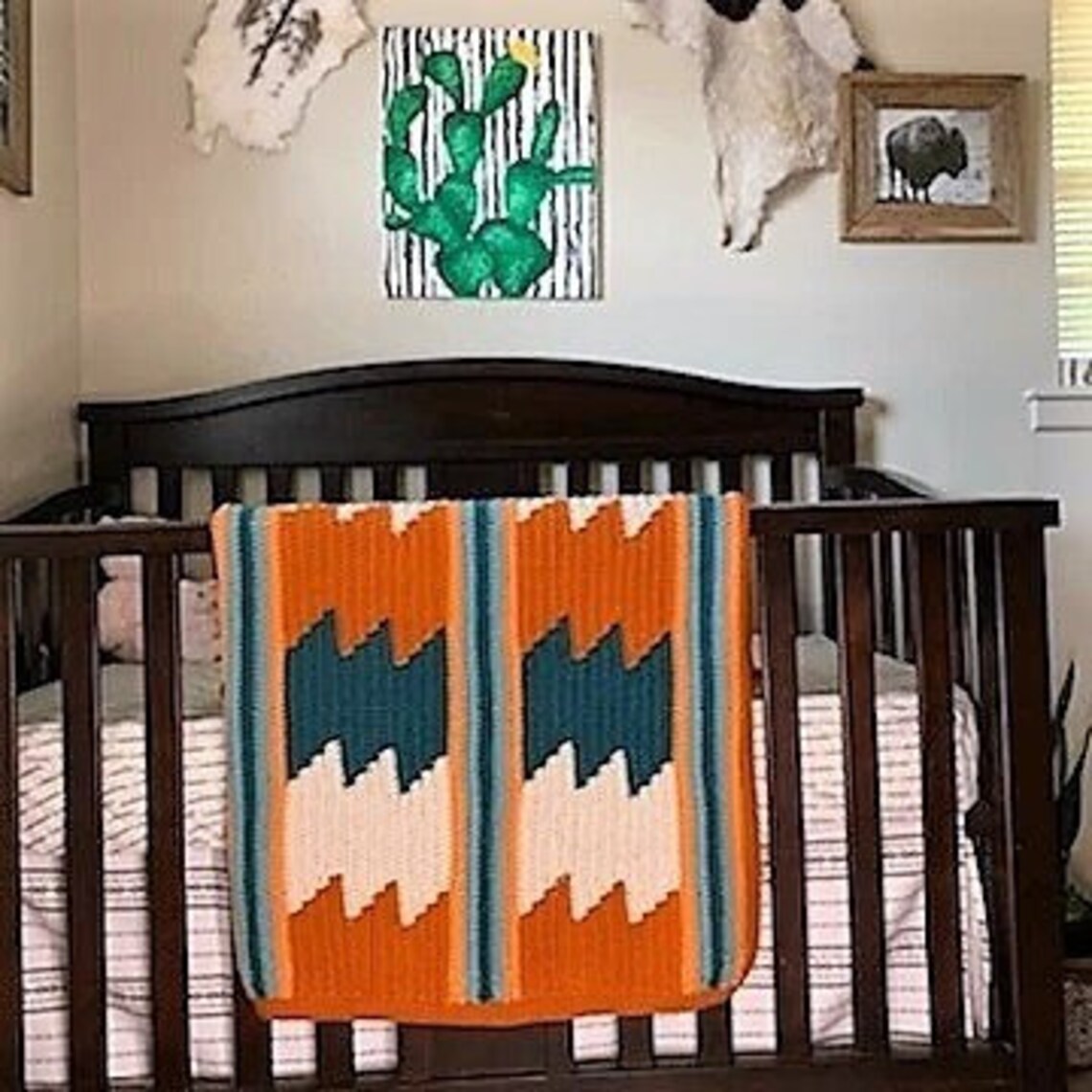 Vintage Crochet Afghan Pattern Southwestern Desert Sunset Blanket ...