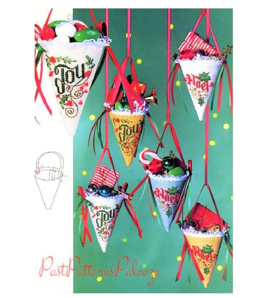 Vintage Cross Stitch Pattern Christmas Cornucopia Treat Holder ...