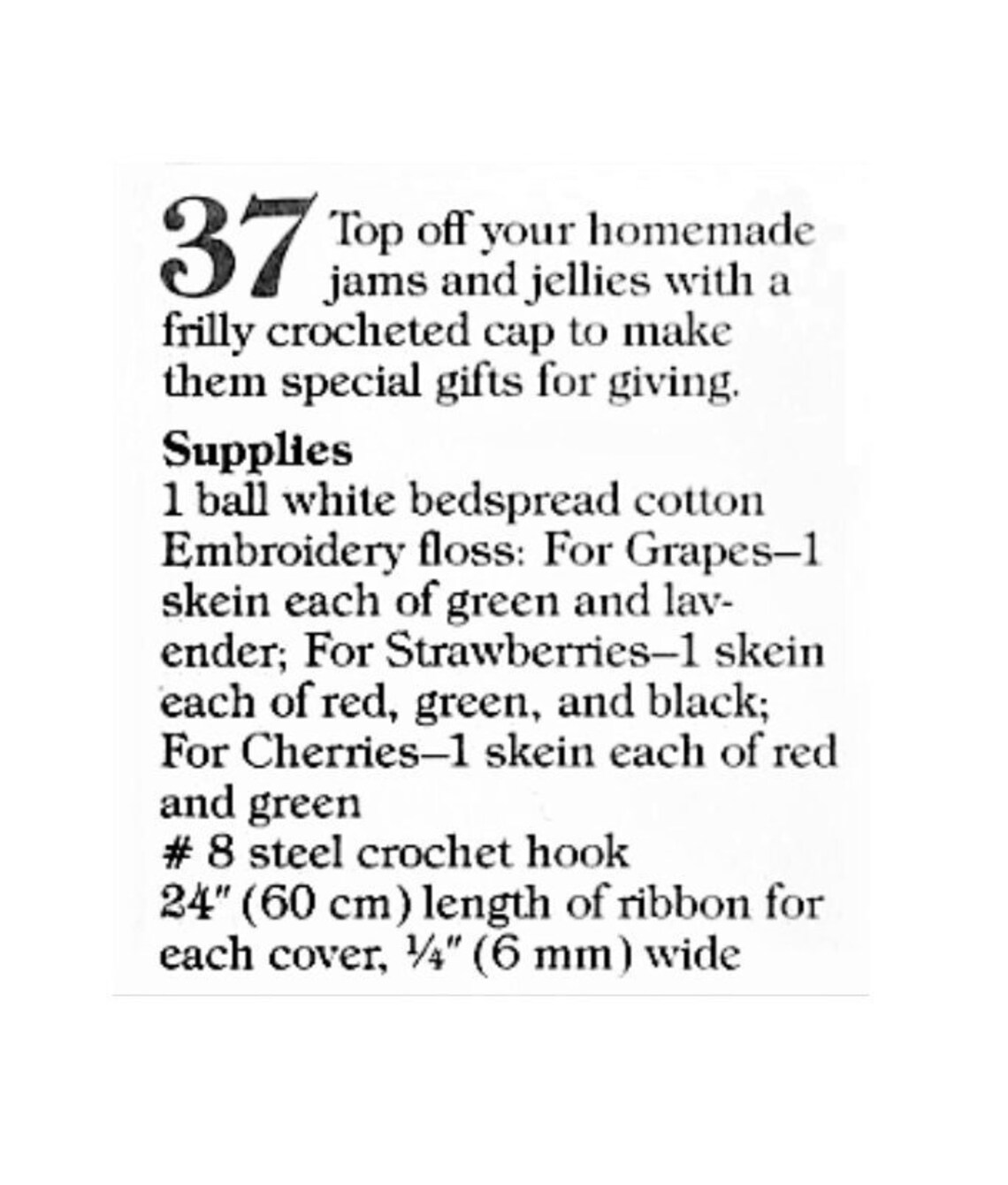 Vintage Thread Crochet Pattern Frilly Jam Jelly Jar Lid Toppers Covers ...