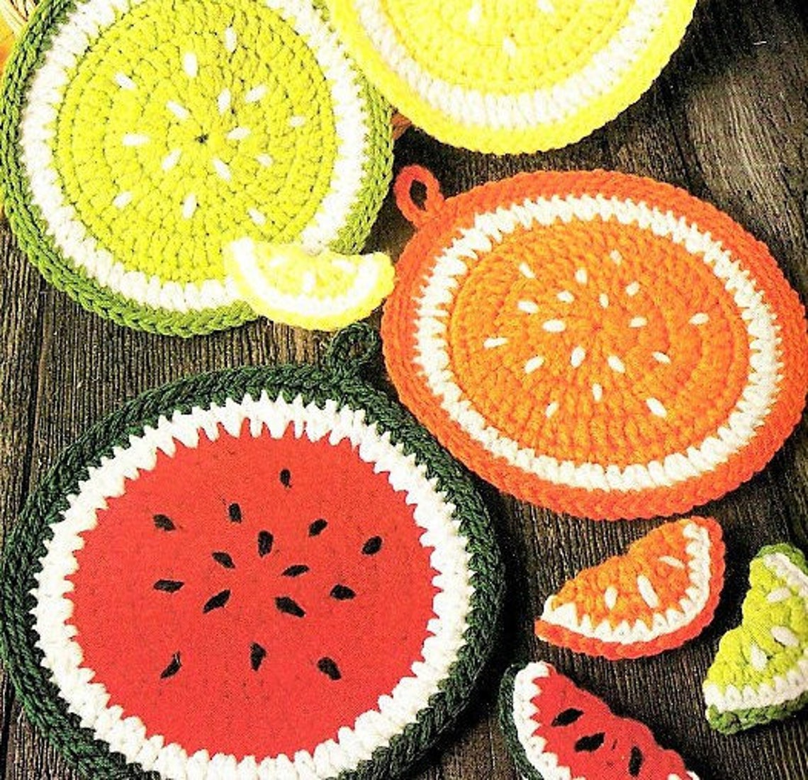 Vintage Crochet Pattern Fruit Slices Pot Holders Fridge - Etsy