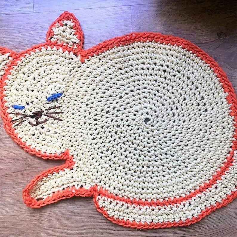 Vintage Crochet Pattern Cat Rug Cat Mat PDF Instant Digital - Etsy