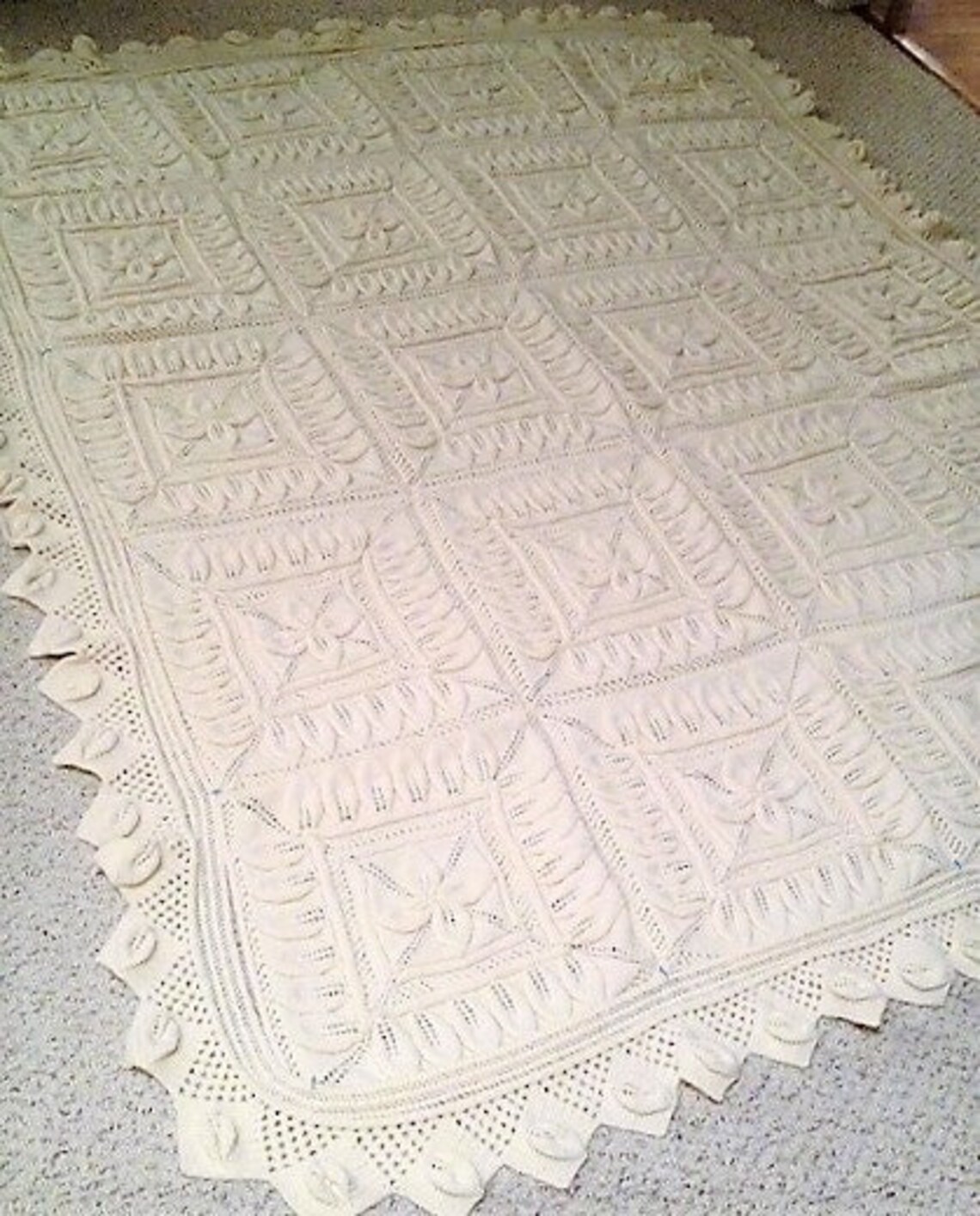 Vintage Knitting Pattern Raised Leaf Counterpane Bedspread PDF - Etsy