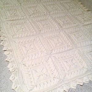 Vintage Knitting Pattern Raised Leaf Counterpane Bedspread PDF Instant Digital Download Retro ...