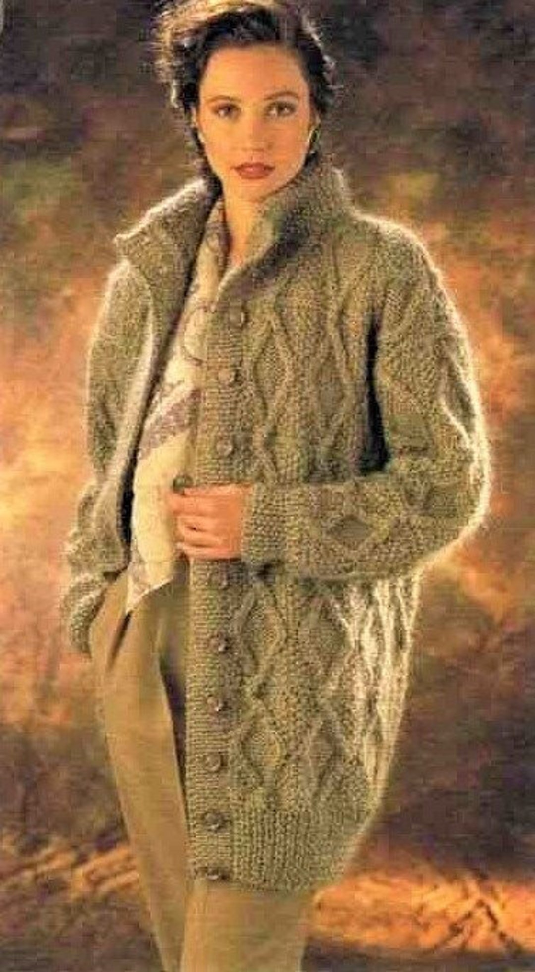 Vintage Knitting Pattern Womens Chunky Diamond Cabled Cardigan Sweater ...