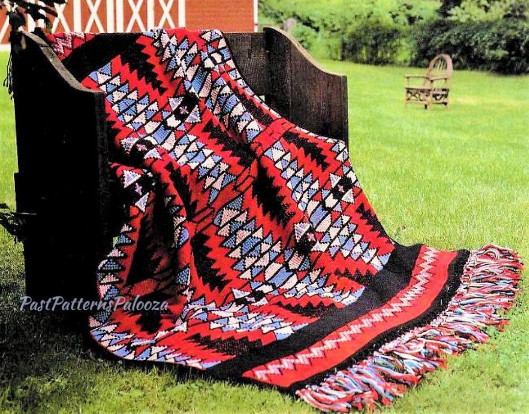 Vintage Crochet Afghan Pattern Native American Indian Throw Blanket PDF ...