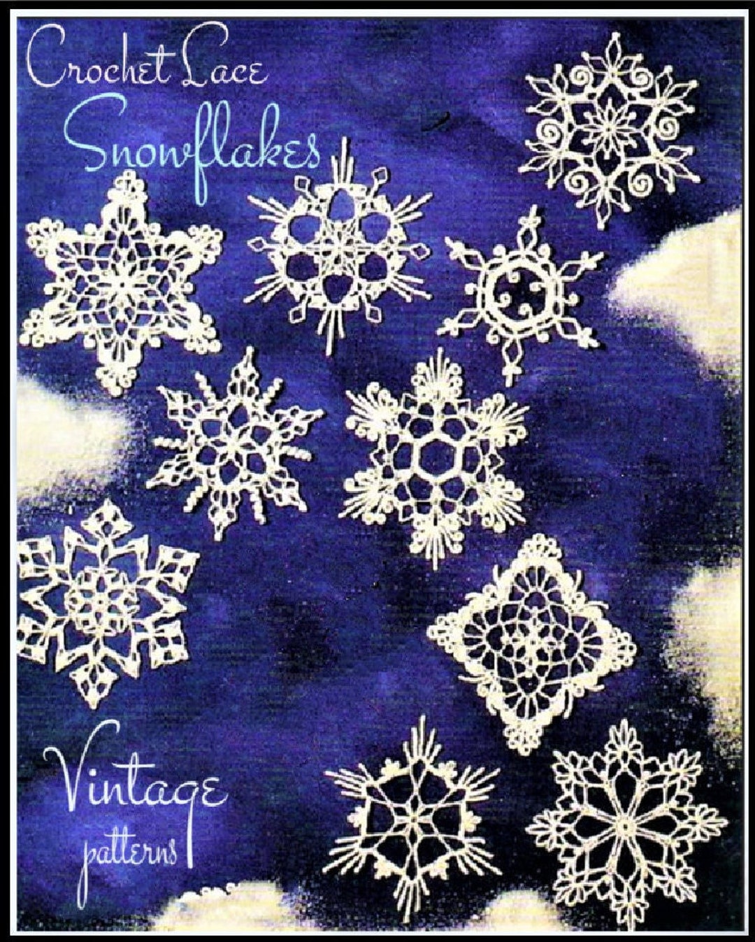 Vintage Crochet Pattern 7" White Lace Snowflakes Victorian Christmas ...