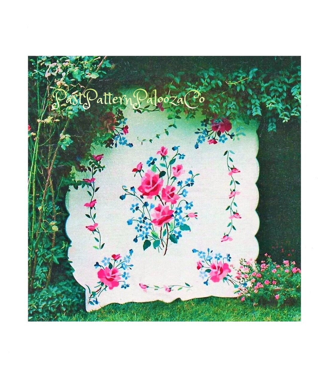 Vintage Sewing Pattern Roses & Forget Me Nots Floral Bed Quilt PDF ...